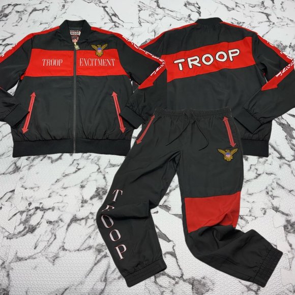 TROOP | Pants | Mens Troop Black Red Windbreaker Tracksuit | Poshmark